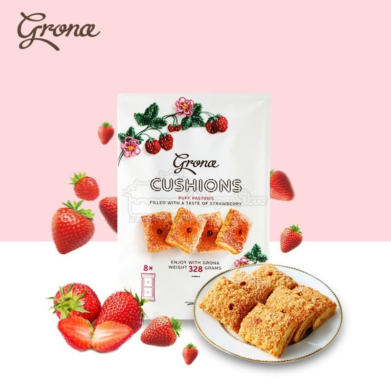 Grona Cushions Puff Pastry 328g - Strawberry – Baba G Online Grocery Store