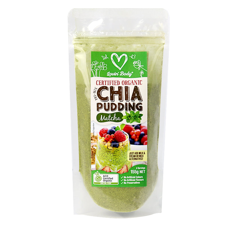 Certified Organic Pre-Mix Matcha Chia Pudding 155g – Baba G Online ...