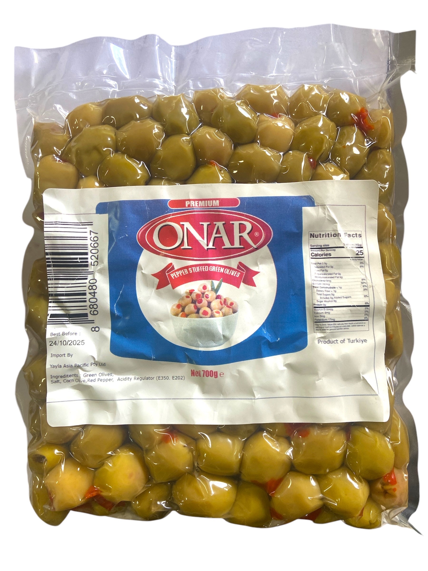 ONAR Pepper Stuffed Green Olive-700 Gr – Baba G Online Grocery Store