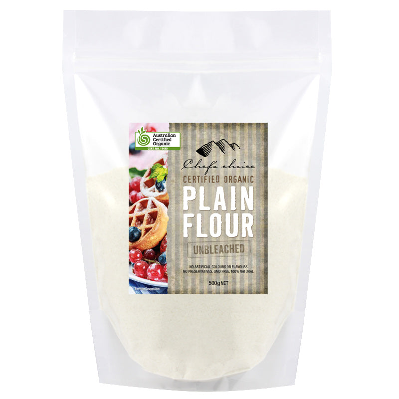 Certified Organic Plain Flour – Unbleached 500g – Baba G Online Grocery Store