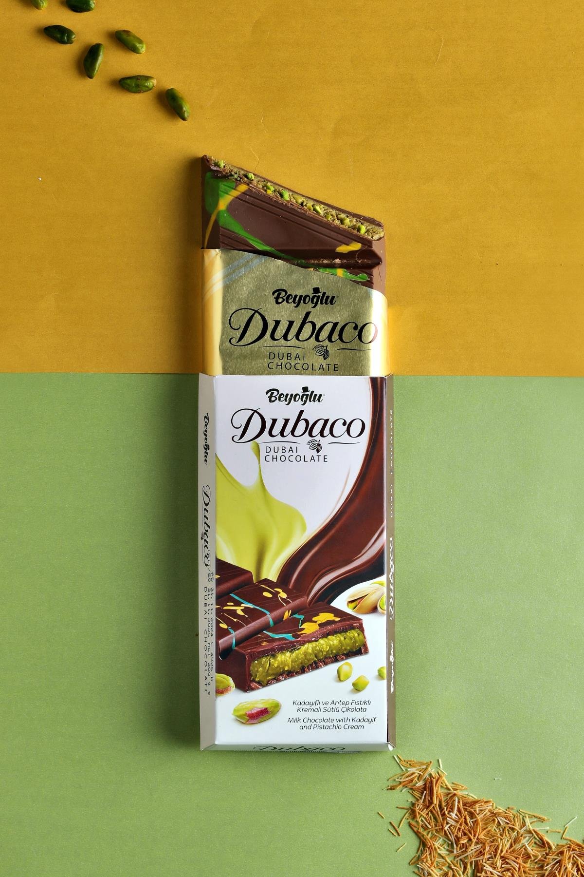 Beyoglu Dubaco Dubai Chocolate with Pistachio and Kadaifi 95g – Baba G ...