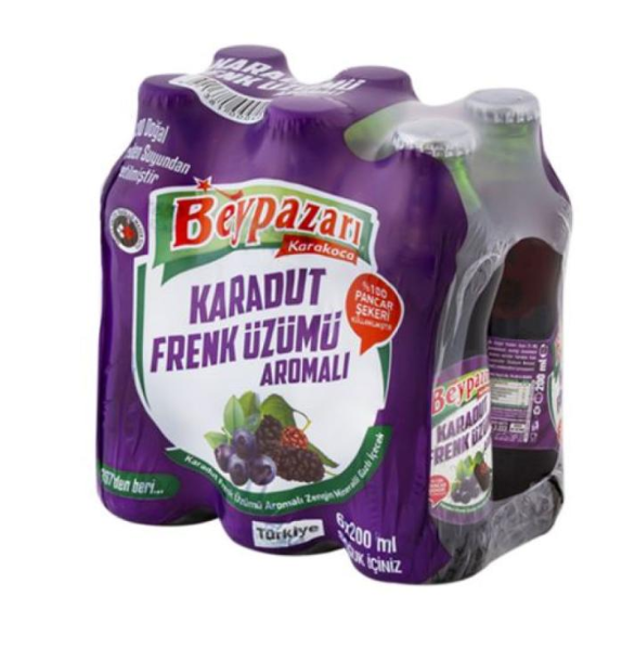 Beypazari Black Mulberry and Currant Flavoured Mineral Water 200ml x 6 ...