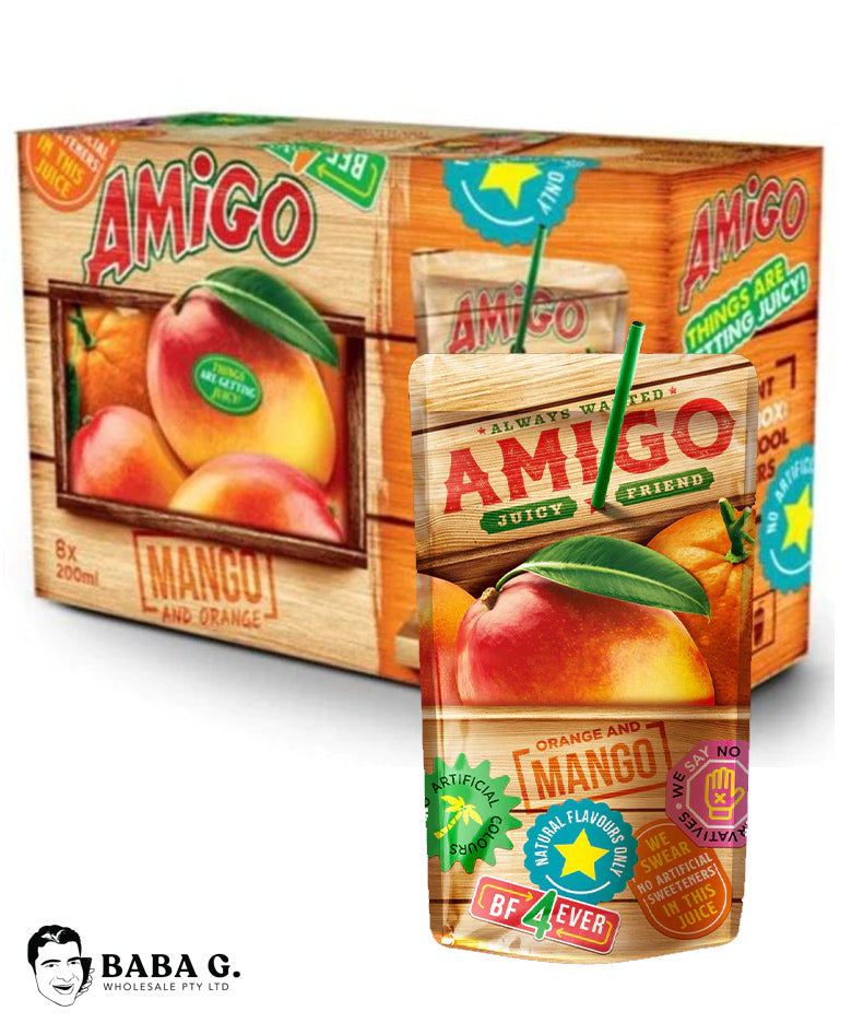 Amigo Orange & Mango Juice 200ml x 8 – Baba G Online Grocery Store