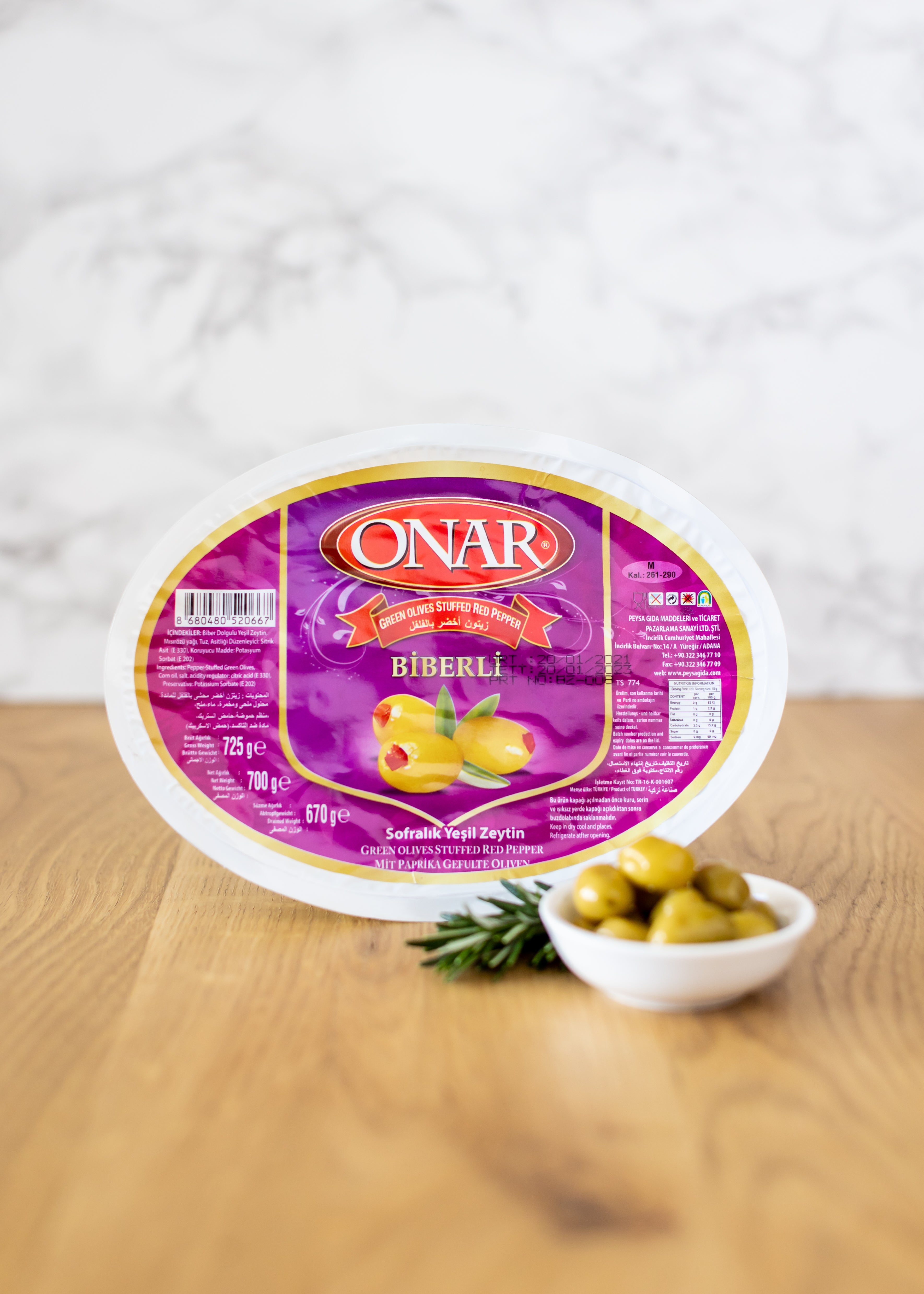 ONAR Green pitted Olives Stuffed w/Capsicum 700g – Baba G Online ...